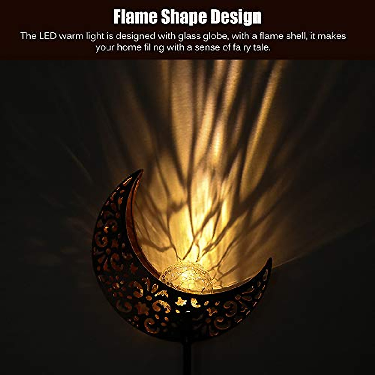 Solar Lights Garden, Outdoor Crackle Glass Globe Stake Lights, Garden Decor Solar Moon Lantern Decor Waterproof for Walkway Backyard Patio Lawn