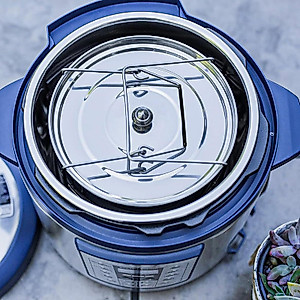 KOUISYY Stackable Steamer Insert Pans, 2 Tier Stainless Steel Pot-in-Pot Insert Steamer Pot, Stackable Steamer Pot with Handle & Lid, Pressure Cooker Accessories for 6/8Qt Pot Cooking Baking