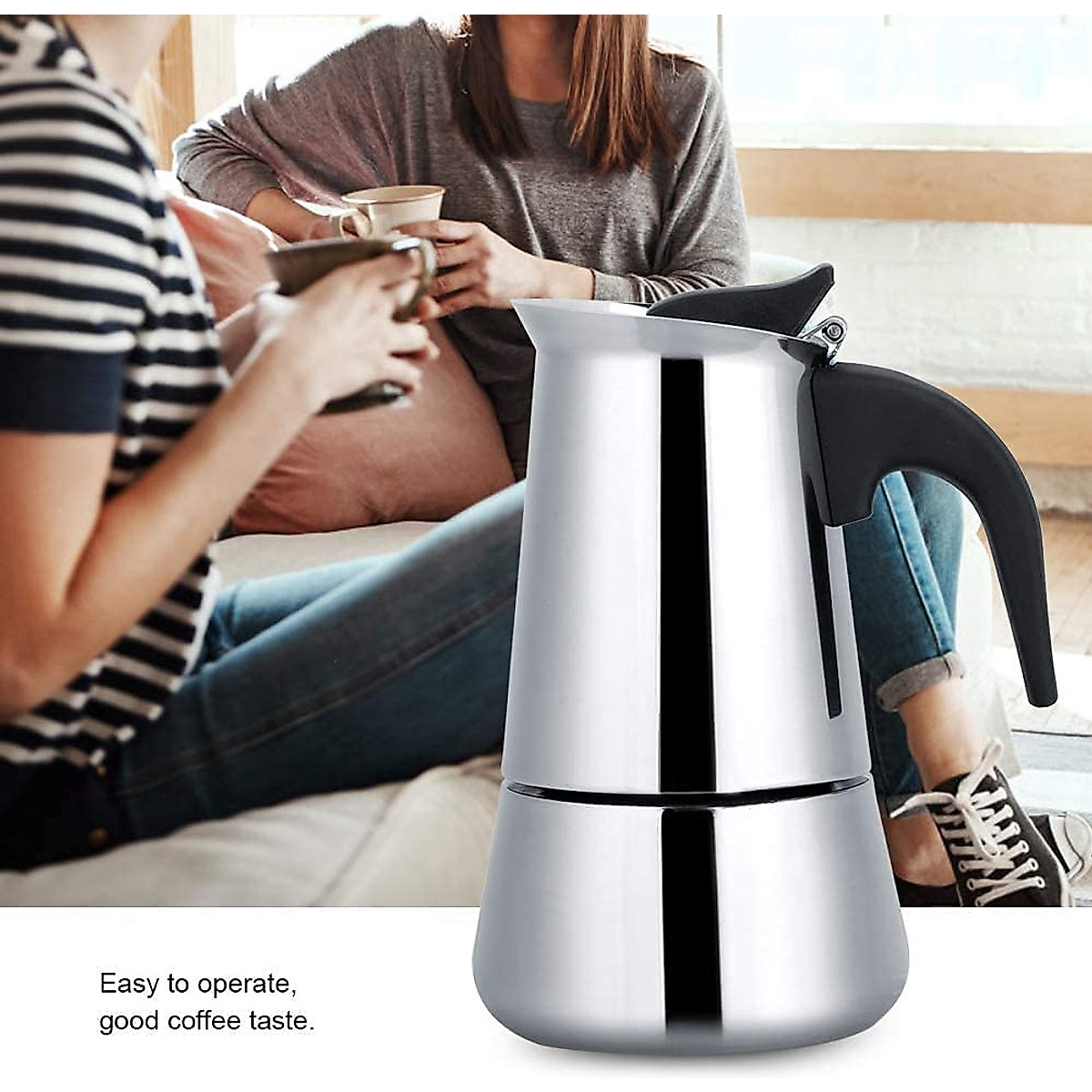 Stainless Steel Stovetop Espreeso Machine 9cup/450ml Coffee Maker Moka Pot Espresso Maker Italian Espresso Coffee Maker for Induction and Gasstove Electric Percolator Coffee Pot Espresso Pot