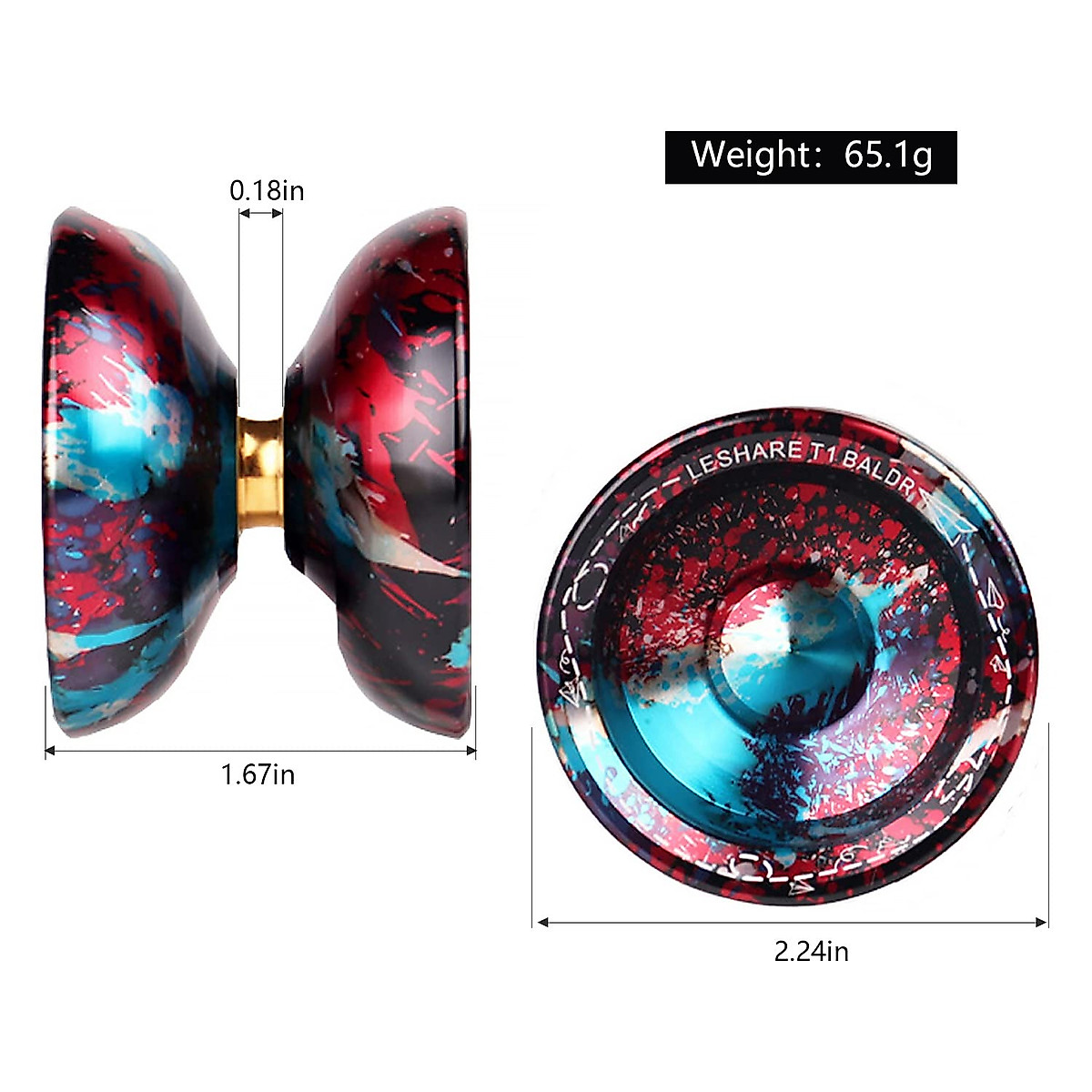 Ball Bearing High-Precision Professional Unresponsive Yoyo, Aluminum Yo-Yo for Kids Adults with 1 Glove and 5 Yoyo Strings (Mixed Color Red)