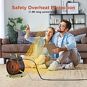 Outdoor Patio Heater, Portable Electric Garage Heaters with Thermostat, 3S Fast Heating, Super Long Cord, 3 Modes, Small Fan Heaters for Greenhouse, Indoor, Office, Outside, Tent, Outdoor Space Heater