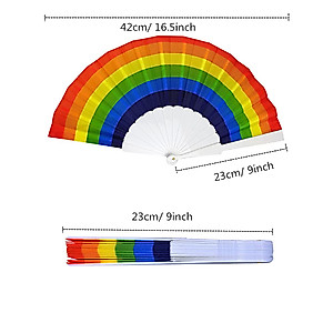 Tkocisa 12 PCS LGBT Pride Month Fans for Men/Women, Rainbow Folding Hand Fan Gay Pride LGBT Fans, Pride Month Parade Accessories Plastic Pride Held Fans for LGBT Party, Dance, Performance