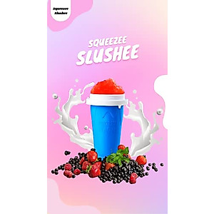 Pink Instant Slushie Cup,1 Pack Slushy Cup Maker Tiktok, Slush Squeeze Cup for Quick Diy with Straw Spoon, Cup Brush, Straw Brush, & Pop-It Cup Sleeve