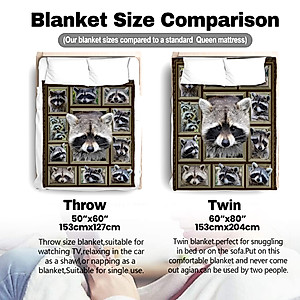 Raccoon Blanket,Gift for Raccoon Lover,Soft Cozy Plush Sofa Bed Couch Throw Animal Blanket for Kids and Adult,50"x60"