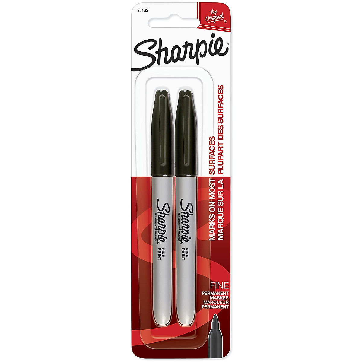 Sharpie 30162PP Permanent Markers, Fine Point, Black, 2 Count