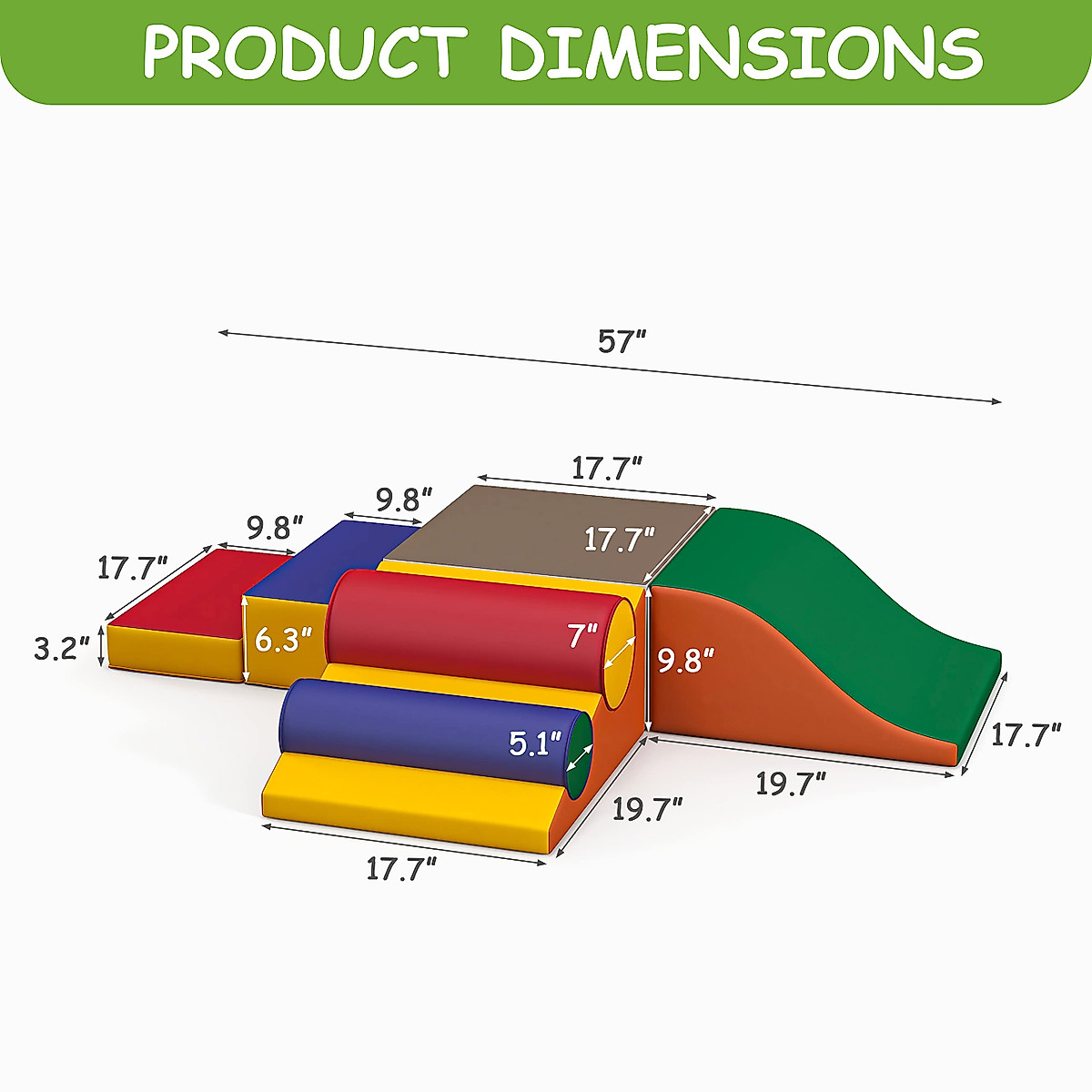 Betterhood Climbing Blocks - Kids Soft Foam Activity Playset - Toddler Soft Couch Climber Gymnastics Equipment for Crawling and Sliding at Home, Preschool