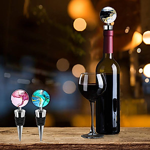 Soleebee 3 Pack Decorative Wine Stoppers, Wine Bottle Stopper with Beautiful Art Glass，Beverage Bottle Stoppers For Gifts, Bar, Holiday Party, Wedding (Style J)