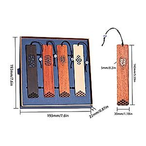 4Pcs Wood Bookmark, Carving Bookmarks for Men Handmade Wooden Bookmarks Box Set Natural Wooden Hollow Out Bookmarks Chinese Style Bookmarks for Graduation Teachers Appreciation Book Lovers Gifts