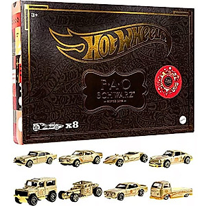 Hot Wheels 1:64 Scale FAO Schwarz Gold Vehicles 160th Anniversary, 8-Pack