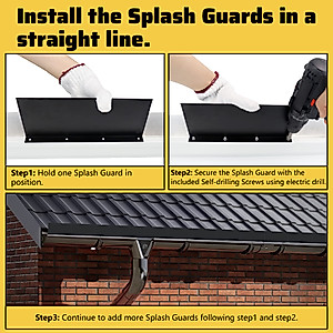 Powrocket 6 Pack Aluminum Gutter Valley Splash Guard,Keep Water from Overshooting The Gutter,for Valley,Corner,or Straight,10 inch Each Piece,Black