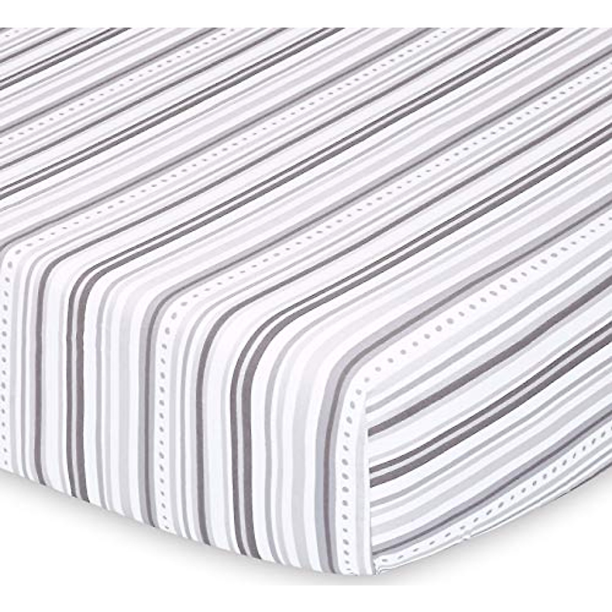The Peanutshell Fitted Crib Sheet Set for Baby Boys or Girls, Grey Elephants and Stripes, Unisex 2 Pack Set
