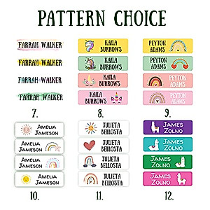 128 Custom Waterproof Dishwasher Safe Kid Name Labels for Daycare, School Supply, Baby Bottles, Lunch Boxes and Cups, Travel. Cute Personalized Design Name Stickers (Pattern 10)
