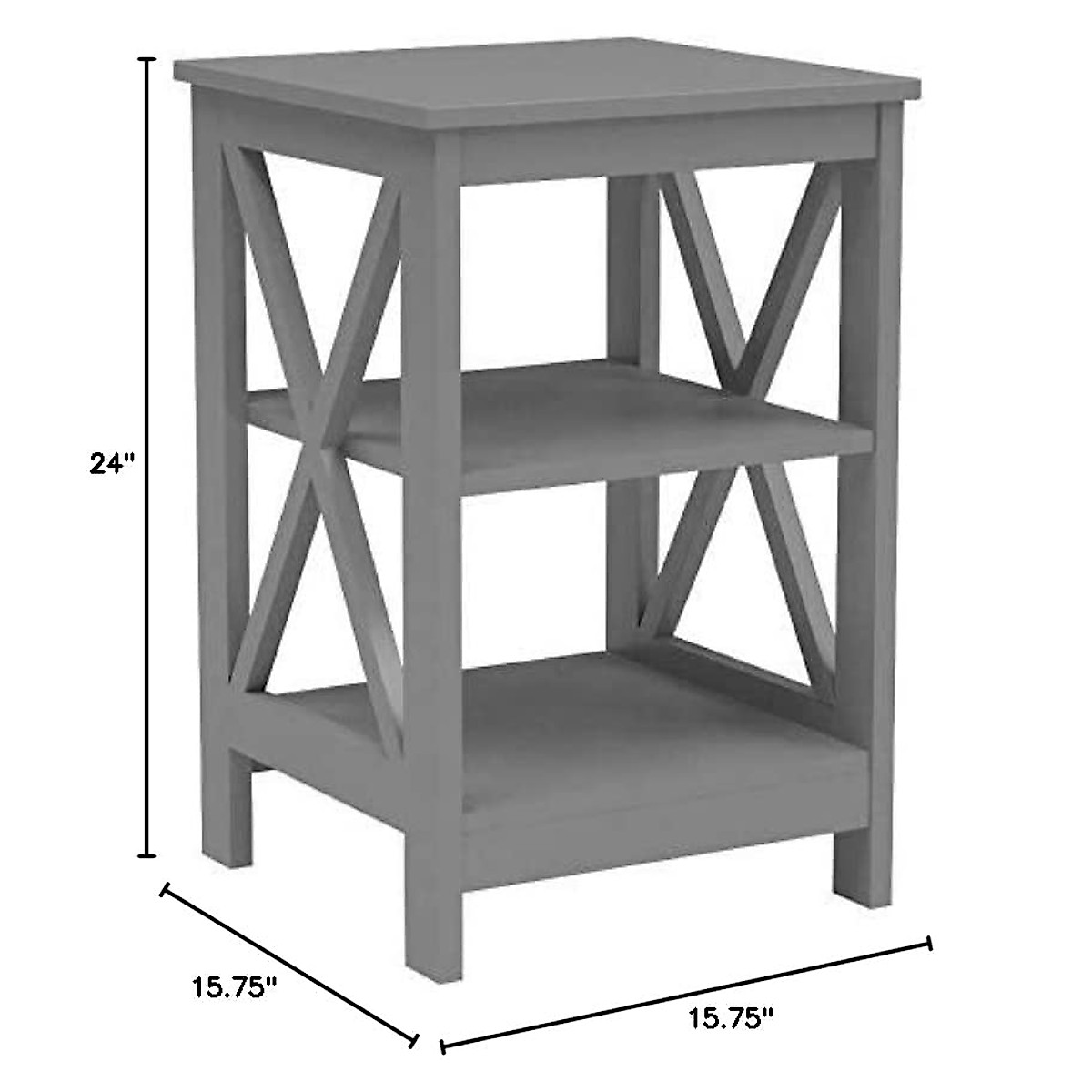 Convenience Concepts Oxford End Table with Shelves, Gray