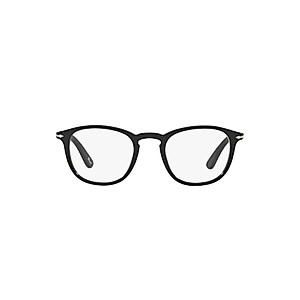 Persol PO3143V Rectangular Prescription Eyewear Frames, Black/Demo Lens, 49 mm