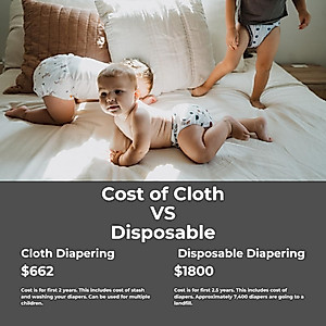 Harlow Baby Cloth Pocket Diapers 7 Pack, 7 Bamboo Inserts, 1 Wet Bag by Nora's Nursery