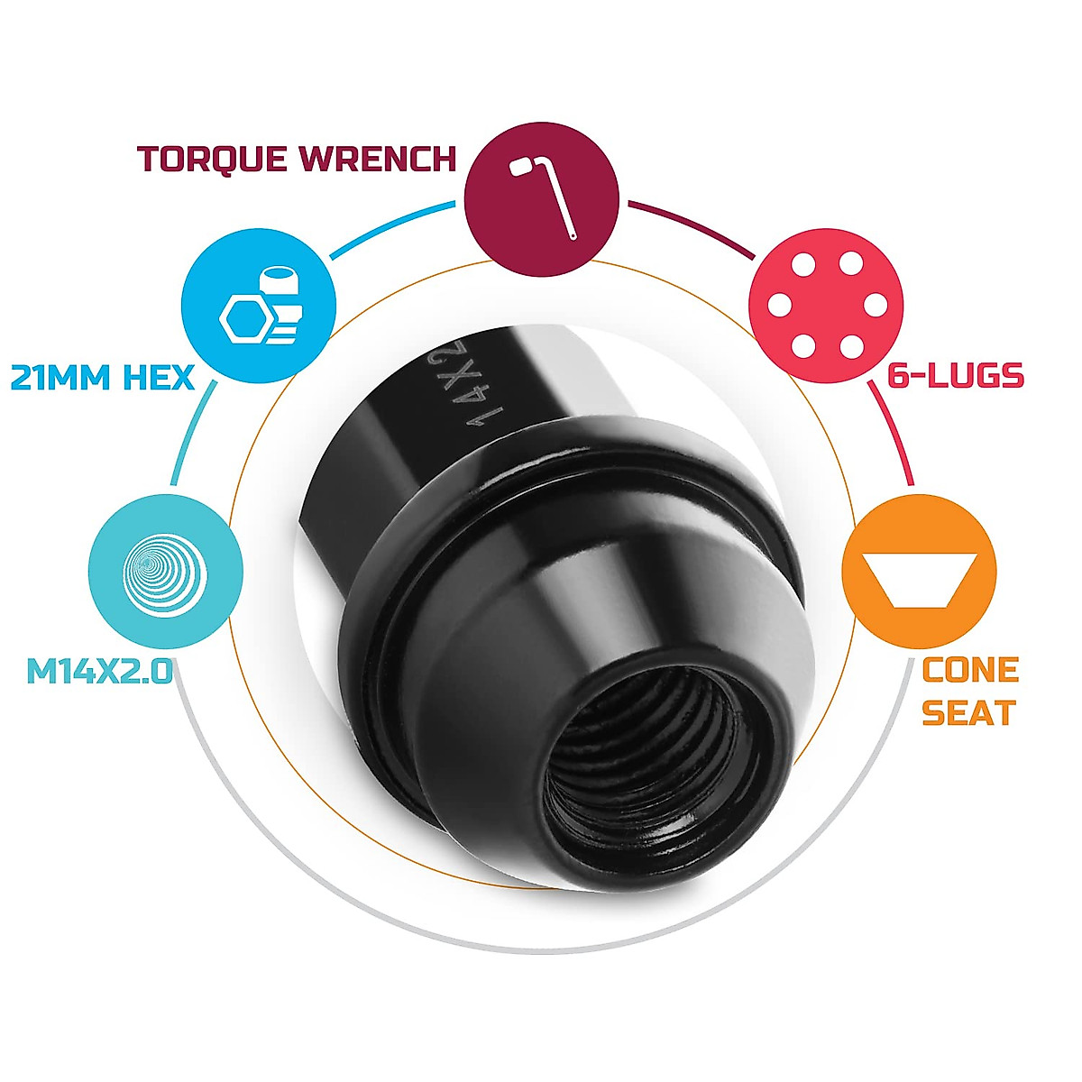 Lichamp 24pcs OEM Lug Nuts 14x2.0 Black Original Factory Cone Seat Style M14x2.0 Lugnuts Compatible with 2000-2014 Ford F150 Expedition Lincoln Navigator Wheel Tire Accessories