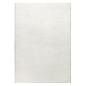 Antep Rugs Palafito 5x7 Solid Shag Modern Indoor Area Rug (White, 5'3" x 7'6")