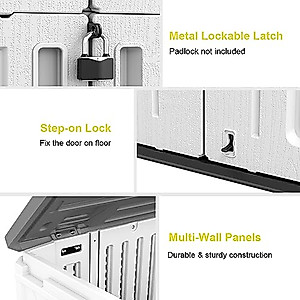 Outdoor Storage Shed,KINYING Outdoor Storage Cabinet Waterproof with Double Doors,52 Cu.ft Resin Vertical Tool Shed for Garden,Patio,Backyard,4×2.5×6.6 FT