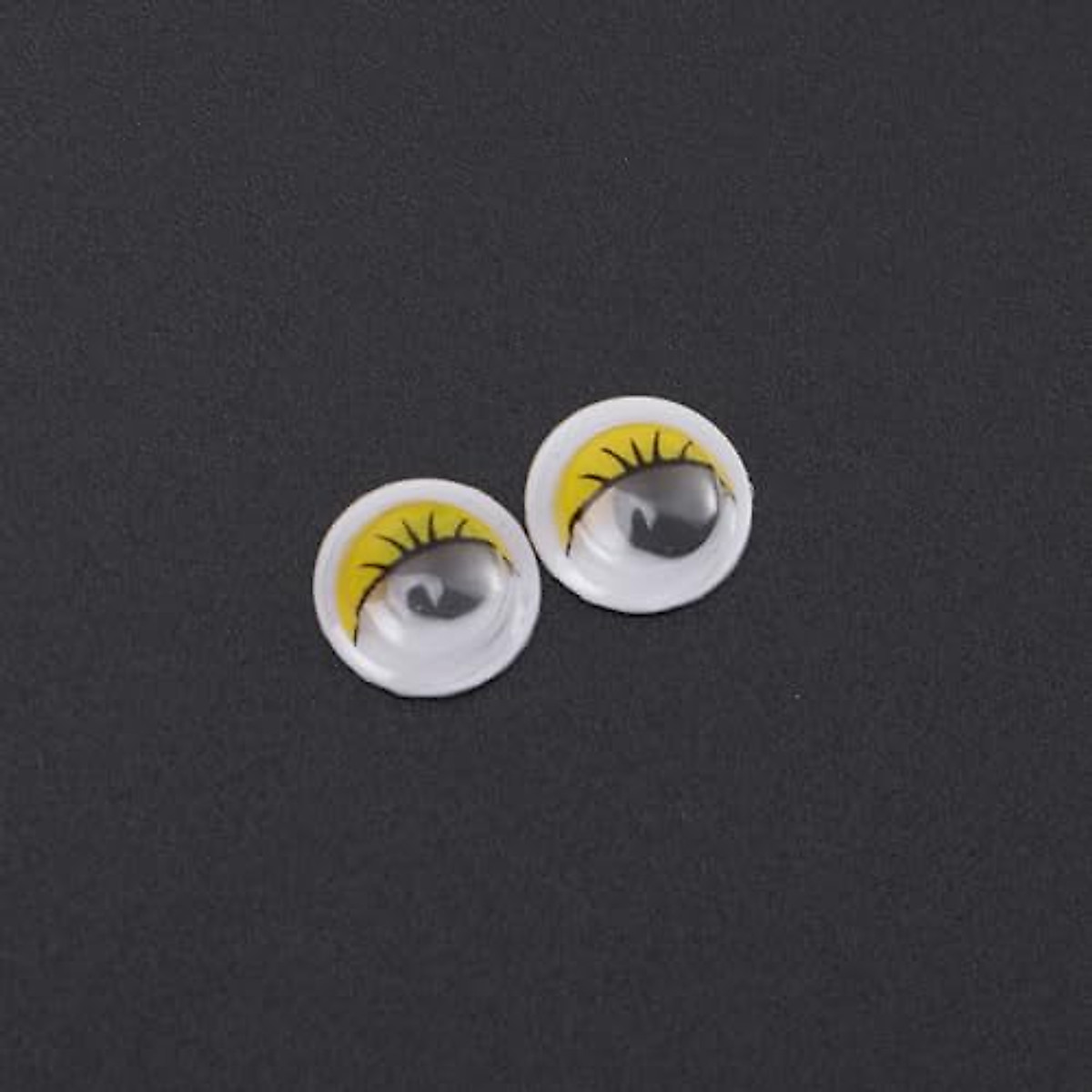 TEHAUX 100pcs Animal Lash Accessories Mini Doll Eyeballs Wiggle Craft Stickers Eyes Yellow DIY Eyes DIY Animal Eyes Self Made Wiggle Eyes with Eyelashes DIY Cartoon Eyes
