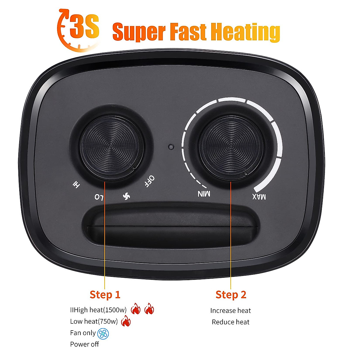 Antarctic Star Space Heater, Portable Electric Heater Ceramic Fan Small Mini Heaters Indoor Use ETL Certified 3 Modes Thermostat, Tip Overheat Protection Quiet Office Room Desk Home,9.1 Inch.