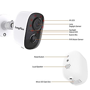 LongPlus Wireless Outdoor Security Camera,2 Pack Battery Powered Wireless Security Camera for Home Security, Wireless WiFi Camera with AI Detection, Color Night Vision,Spotlight,2 Way Audio,Only2.4Ghz