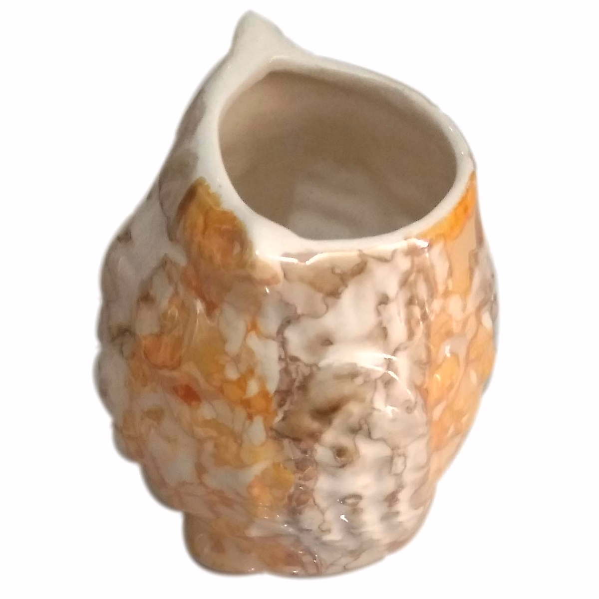 abhandicrafts Stand 5" inch Ceramic Owl Pen Pencil Holder Stand Multi Purpose Use Pencil Cup Desk Organizer Cooking Utensil Holder for Home Office Artificial Planter (Golden)