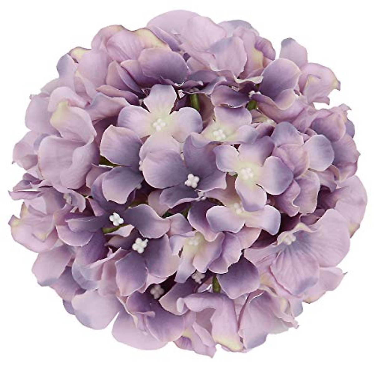 Flojery Silk Hydrangea Heads Artificial Flowers Heads with Stems for Home Wedding Decor,Pack of 10 (Dream Purple)
