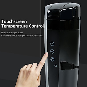 12V/24V Car Heating Cup, 400mL Stainless Steel Heated Travel Mug Car Home Dual Use Smart Temperature Control Electric Kettle for Coffee Tea Milk