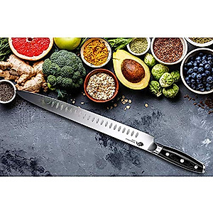 WALLOP Slicing Knife - 12 inch Slicing Carving Knife - High Carbon German Stainless Steel - Meat and Vegetable Knife with Pakkawood Handle - BLACK HAWK SERIES with gift box