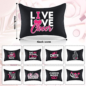 Saintrygo 9 Pieces Cheer Makeup Bags Canvas Cheer Bag Cosmetic for Cheerleaders Gifts Cheer Portable Travel Cheerleading Bag Toiletry Cheer Makeup Case Gift Zipper Pouches for Teammates Girls (Black)