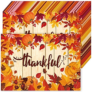 Whaline 100Pcs Fall Thanksgiving Paper Place Mats Pumpkin Leaves Disposable Placemats Autumn Seasonal Decorative Paper Table Mats, 14 x 9.8 Inch