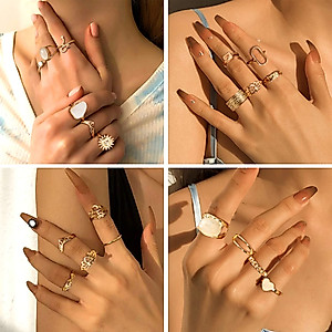 Subiceto 70 Pcs Vintage Crystal Ring Set Silver Knuckle Rings for Women Bohemian Stackable Joint Rings Retro Boho Stacking Joint Finger Rings Pack Gold