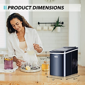 HBN Ice Maker - Portable Countertop Ice Maker Machine with Self Cleaning, 26 lbs ice in 24 Hours, 9 Cubes Ready in 6 Mins with Ice Scoop and Basket for Home/Kitchen/Office/Bar/Restaurant