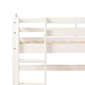 Walker Edison Della Classic Solid Wood Twin over Wood Loft Bunk Bed, Twin Size, White