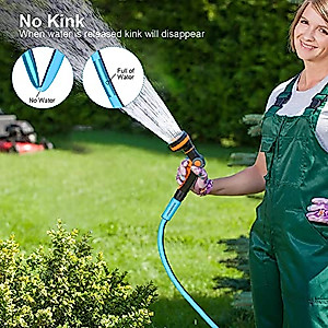 Garden Hose 50 FT,Flexible Heavy Duty Hybrid 5/8-Inch Kink-resistant Rubber Water Hose Kit with Hose Holder,All-weather, Lightweight,Burst 450PSI