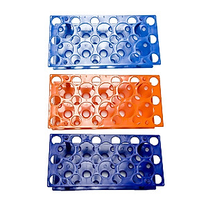 3PCS 28 Well Centrifuge Tube Rack for 10ml/15ml/50ml Laboratory Plastic Tube Rack Holder Colors Light Blue, Orange, Deep Blue