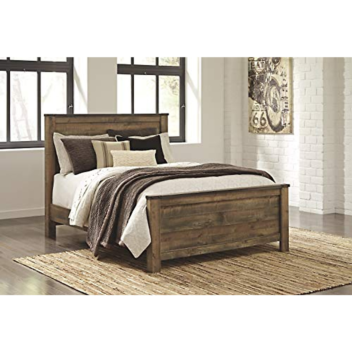 Signature Design by Ashley Trinell Rustic Panel Headboard, Queen, Warm Brown