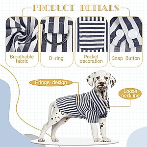 Dog Shirt, Pet Puppy Stripe Clothes, Adorable Outfit T-Shirt for Small Medium Large Male Female Cats Dogs, Breathable Soft Kitten Apparel for Birthday Party Photos Halloween Thanksgiving Christmas