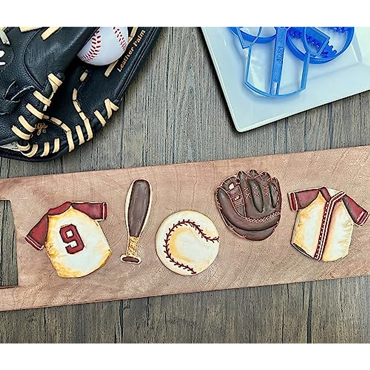 BAT COOKIE CUTTER WITH GLOVE BALL AND JERSEY American Sport Baseball Glove Mitt Game Bat And Jersey Uniform T-Shirt Cookie Cutters Made In The USA (4 Pack)