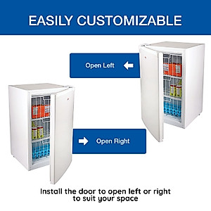 Koolatron Compact Upright Freezer, 3.1 cu ft (88L), White, Manual Defrost Design, Space-Saving Flat Back, Reversible Door, 3 Pull-Out Basket Shelves, for Apartment, Condo, Cottage