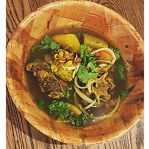 Valchemist 4 Pcs Woven Wooden Salad Bowl Set - 8 Inch Salad Bowls for Lunch Snacks Fruit Soup Serving Bowls Set of 4