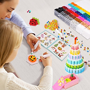 Meland Fuse Beads Kit - 11,000 pcs 36 Colors Fuse Beads Craft Set for Kids- 5MM Fuse Beads Set Including 5 Pegboards, Ironing Paper & Chain Accessories Iron Beads Christmas Birthday Gift