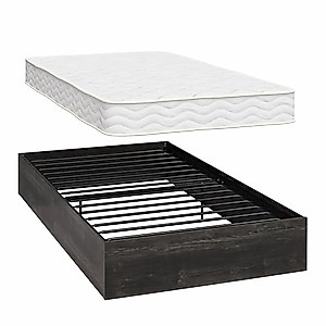 Signature Sleep Magnus Platform Bed Frame and Mattress Set, Twin, Black Oak