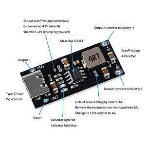 AITIAO 10pcs Type C USB 5V 3A Lithium Battery Charging Board Fast Charger Board Buck Module IP2312 CC/CV Mode 5V to 4.2V
