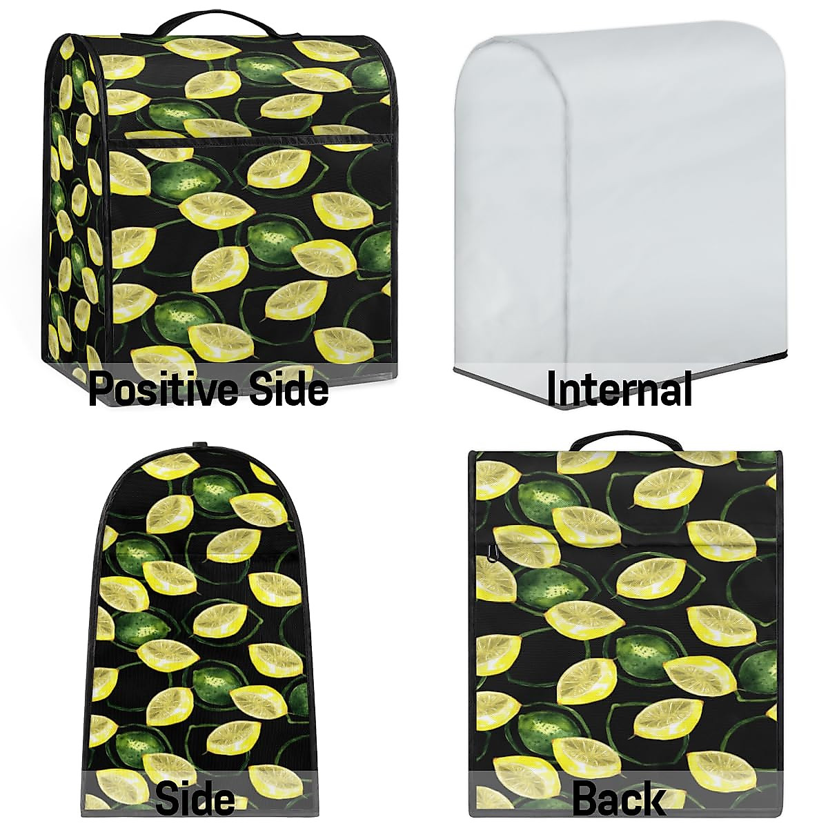 Lemon Slice Appealing Mixer Cover Dustproof Stand Mixer Covers Compatible with 6/7/8 Quart Kitchen Mixer, 4 Pockets for Mixer Accessories