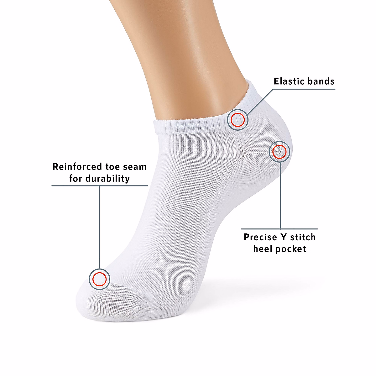 MONFOOT Men's/Women's 10 Pairs Thin Cotton Low Cut Ankle Socks, White Medium Multipack