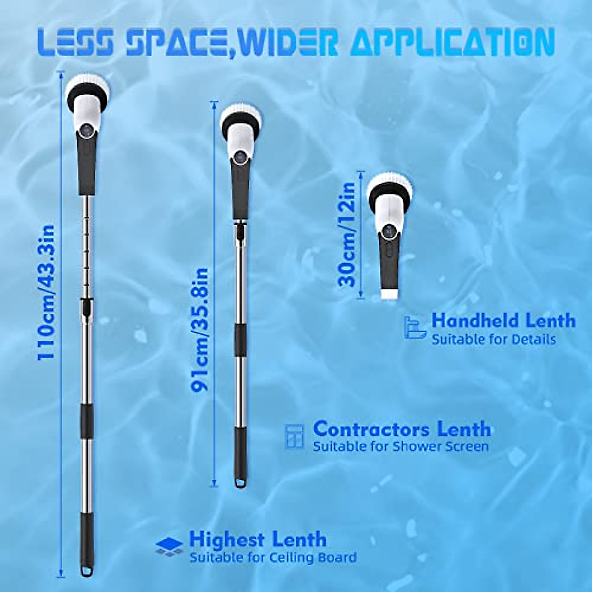 Electric Spin Scrubber, Yirilan 2023 New Cordless Shower Scrubber with 8 Replaceable Brush Heads and Adjustable Extension Handle, Power Cleaning Brush for Bathroom, Kitchen, Car, Tile, Wall, Floor