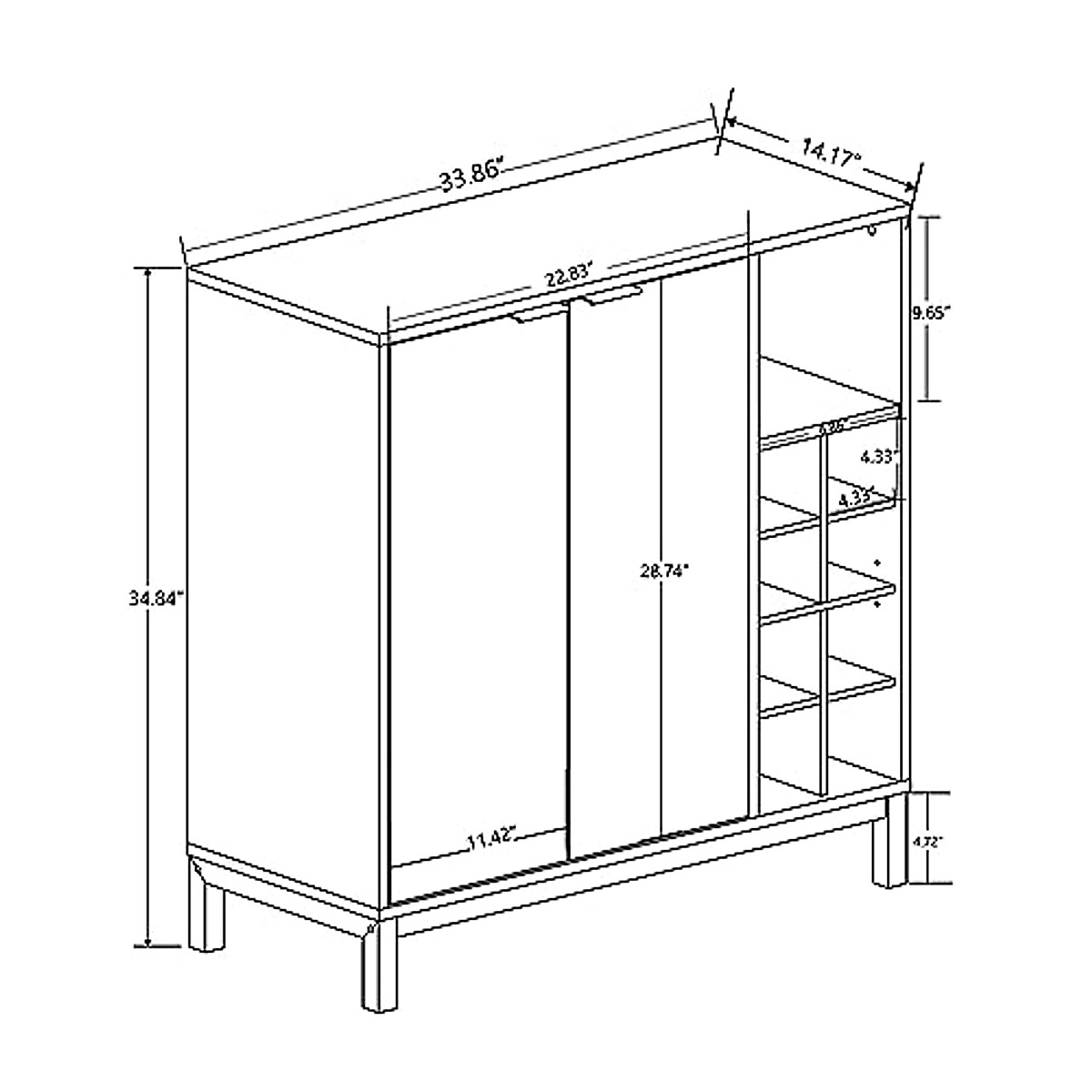 Ufyerutg Designs Bar Cabinets, Sideboards and Buffets with Storage Coffee Bar Cabinet, Wine Racks Storage Server Dining Room Console (Black, 34 Inch)
