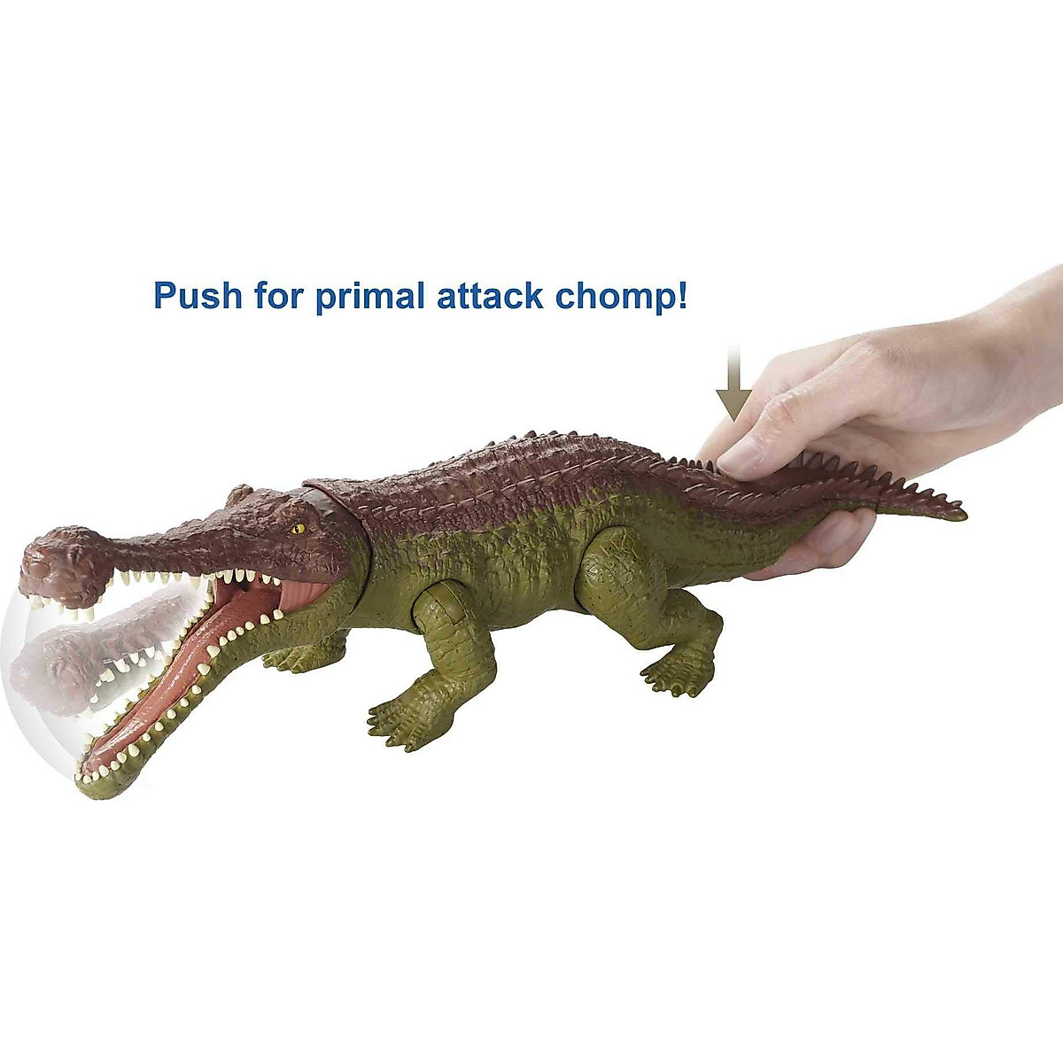 Mattel Jurassic World Massive Biters Sarcosuchus Dinosaur Action Figure Toy, Posable Large Species, Strike & Chomp Motion