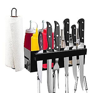Thanps Upgraded Grill Caddy, Space Saving Griddle Caddy with Paper Tower Holder and Knife Holder Free Seconds Installation, BBQ Caddy for 28" 36" Blackstone Griddle, Gas Grill, Charcoal Grill